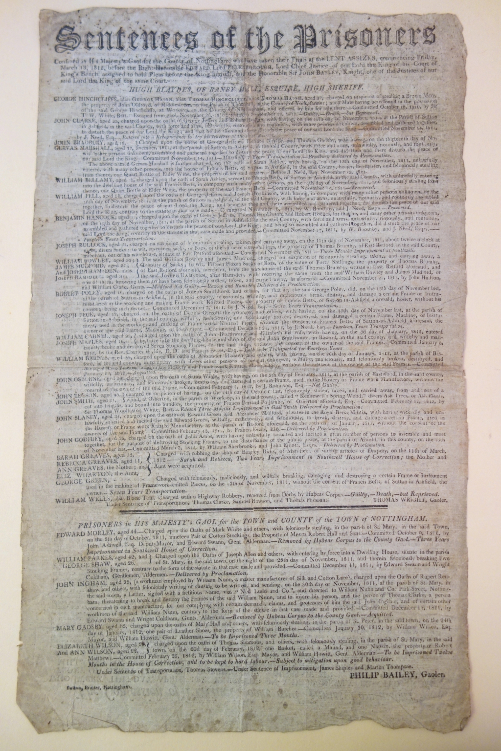 Luddites are Sentenced in March and April 1812 : History of Information