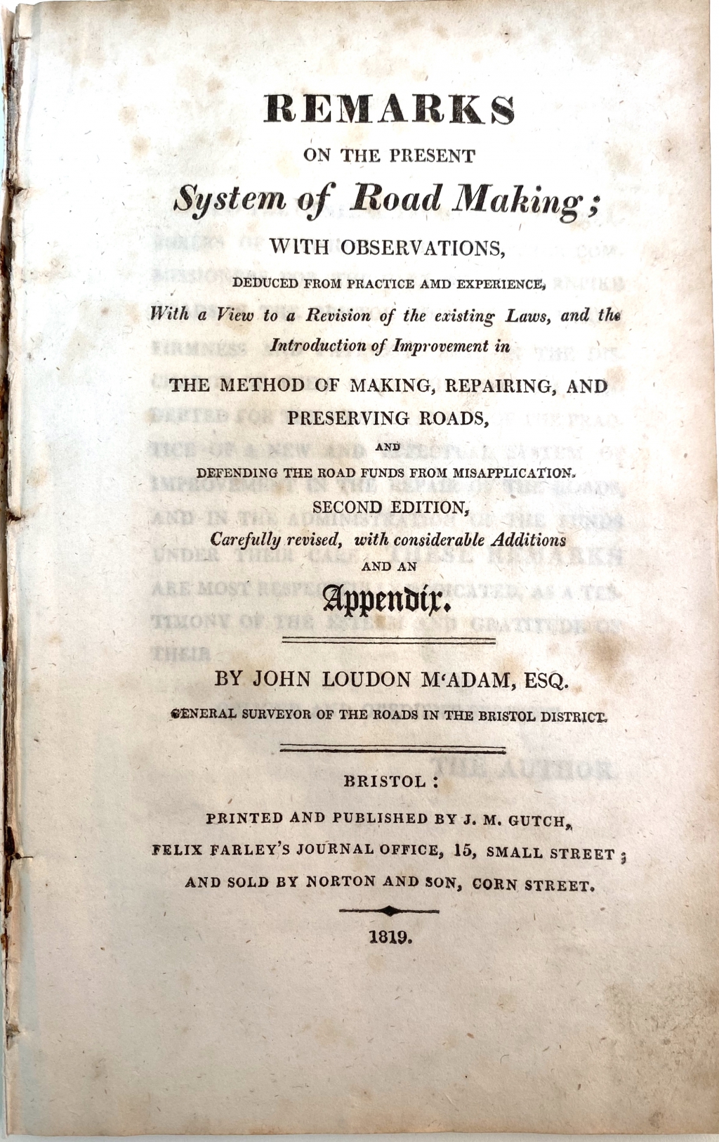 John Loudon M'Adam Invents Modern Roadmaking : History of Information