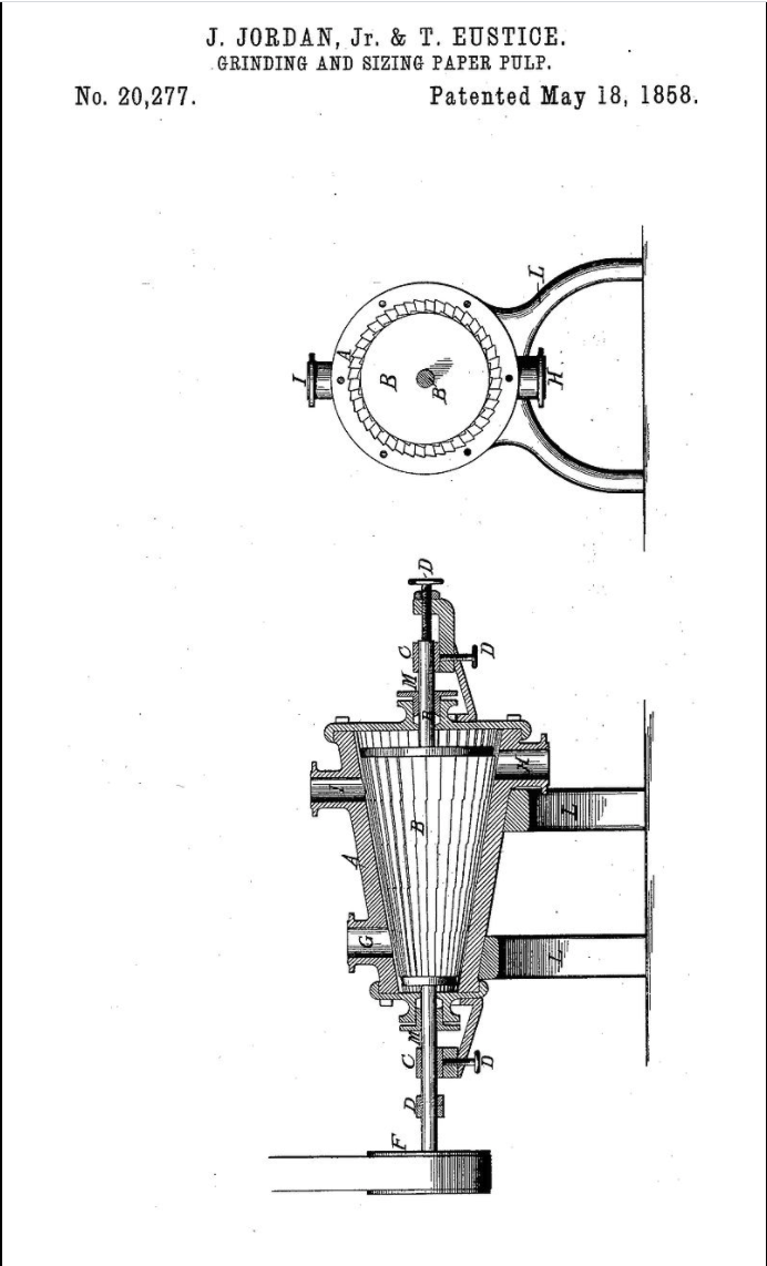 Joseph Jordan Invents the Conical Refiner for Papermaking : History of ...